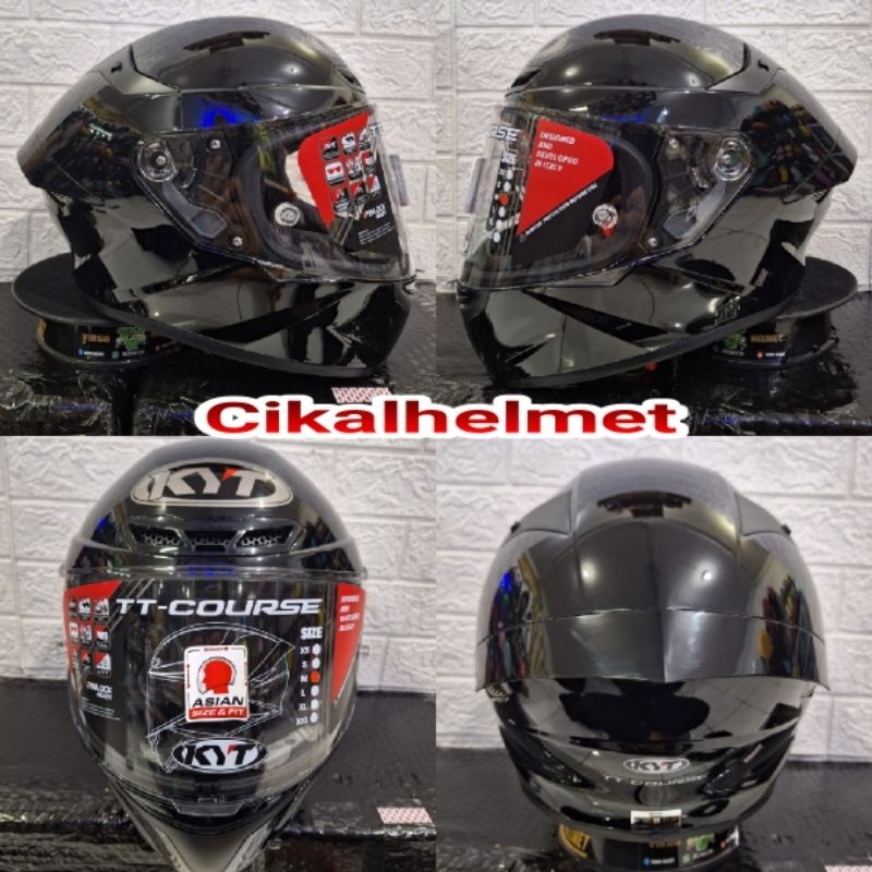 Jual HELM FULL FACE KYT TT COURSE SOLID BLACK GLOSSY KYT ORIGINAL | Shopee Indonesia