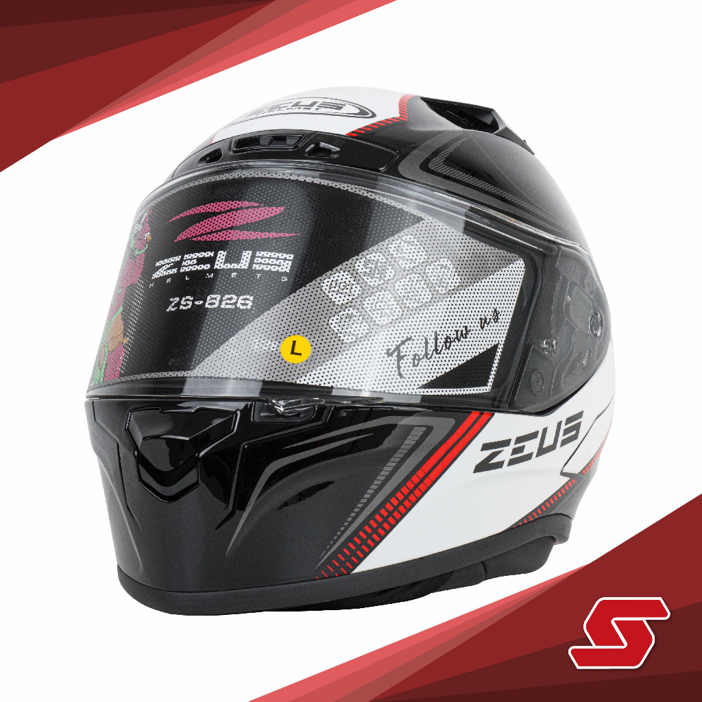 Jual Helm Zeus ZS826 ZS-826 Black BK13 Red Helmet | Shopee Indonesia