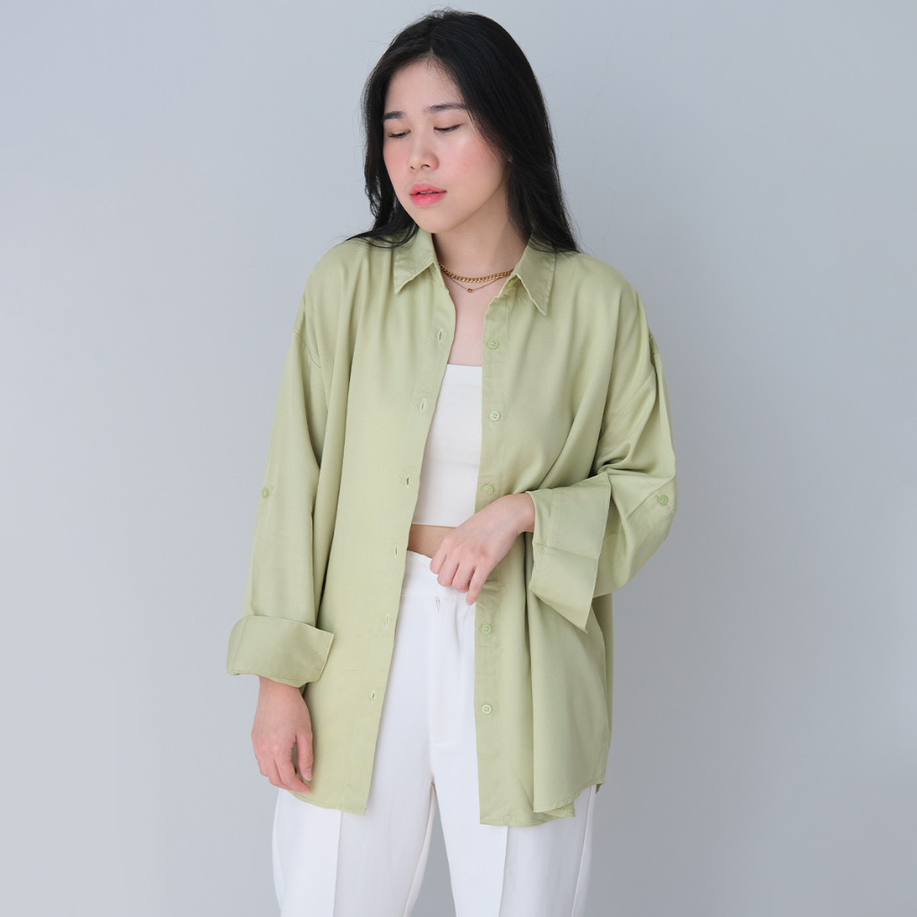 Jual Sally Big Size/Jumbo/Oversize [SHU STUDIO] Kemeja Wanita Atasan Blouse Wanita Lengan ...