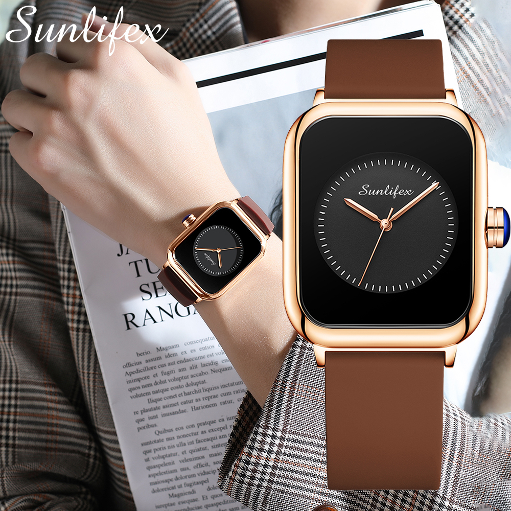 Jual SUNLIFEX Jam Tangan Wanita Original Square Simple Dial Display Jam ...