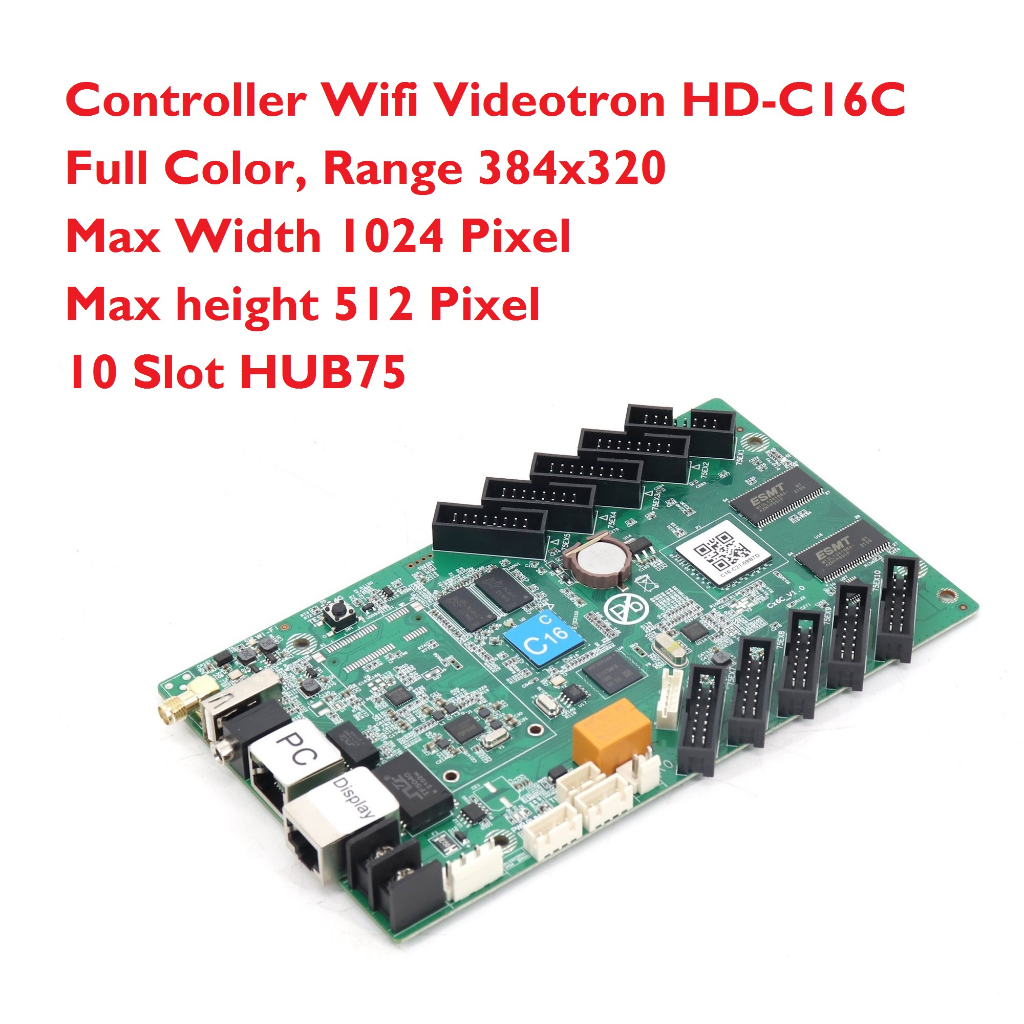 Jual Controller Running Text Videotron LED HD-C16C P5 P10 RGB Hub 75 ...