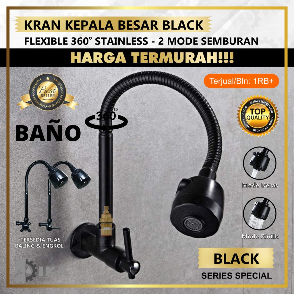Jual Kran Angsa TEMBOK Fleksibel HITAM kran sink air bak cuci piring ...