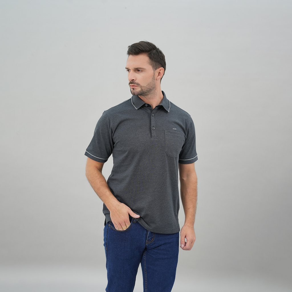 Jual LGS - Kaos Polo Casual Pria Lengan Pendek Motif Polos Kerah Wangky ...