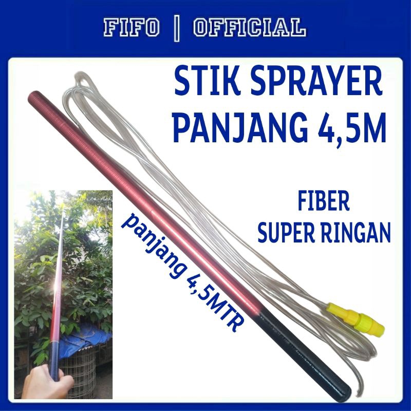 Jual STIK SPRAYER PANJANG 4,5 METER BAHAN FIBER/ STIK MANCING FIBER/ STIK TELESKOPIK PANJANG 4,5 ...