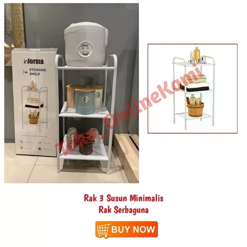 Jual INFORMA RAK 3 SUSUN PUTIH/ RAK BUKU/ RAK DAPUR/ RAK SERBAGUNA ...