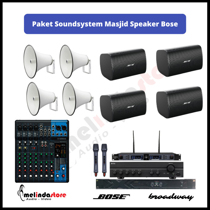 Jual Paket Sound System Masjid Indoor Outdoor Speaker Bose -/+ 150 m2 A ...