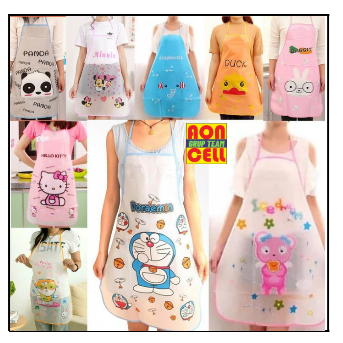 Jual Celemek Apron Karakter Waterproof Anti Air Bahan PVC Masak Dapur ...
