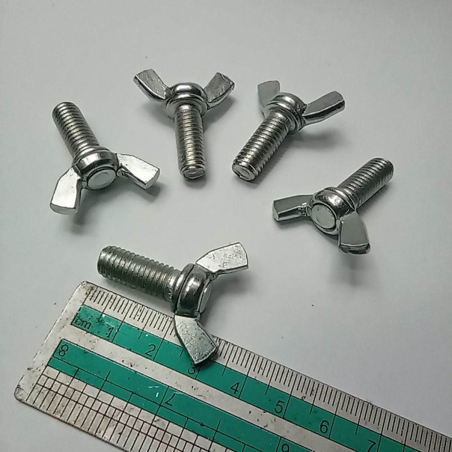 Jual (5pcs) Wing Bolt M8x20 Baut 12 Kupu / Butterfly / Kuping | Shopee ...