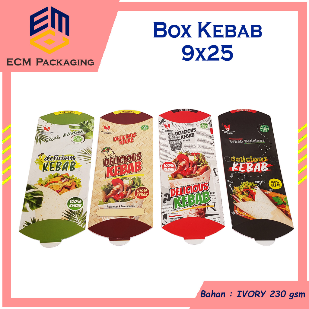 Jual Box Kebab Tebal Premium | Kardus Kebab Ivory 230gr | 9x25 cm ...