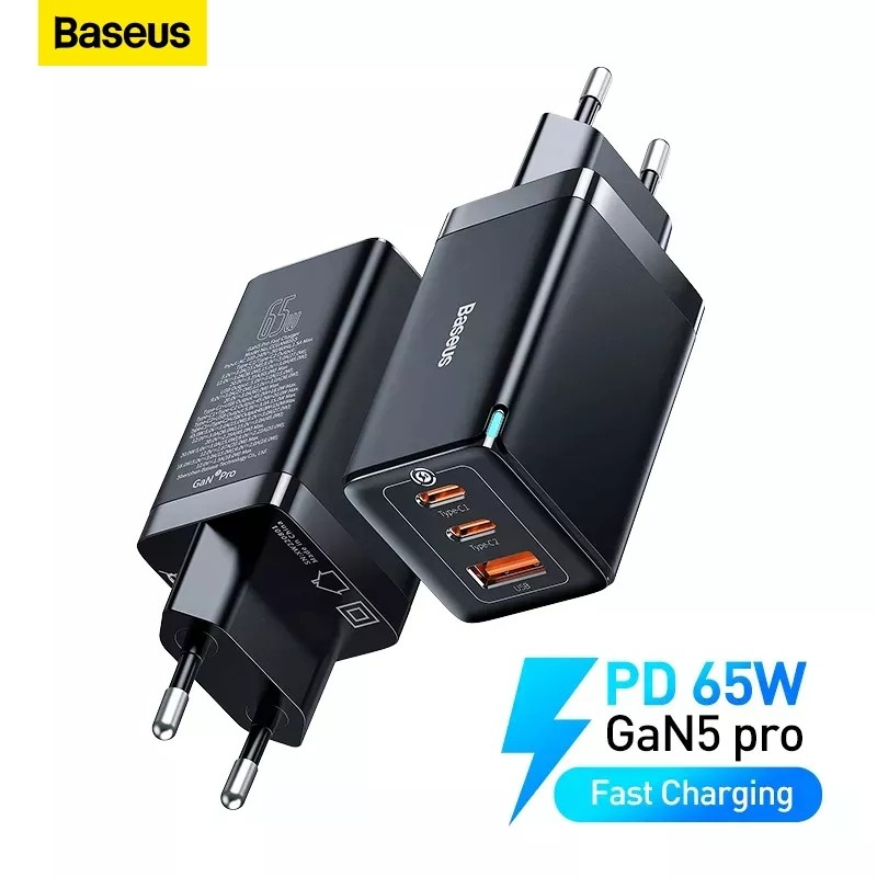 Jual BASEUS Gan 5 Pro 65W Quick Charger 5 Port Dual Type C + USB 100W ...