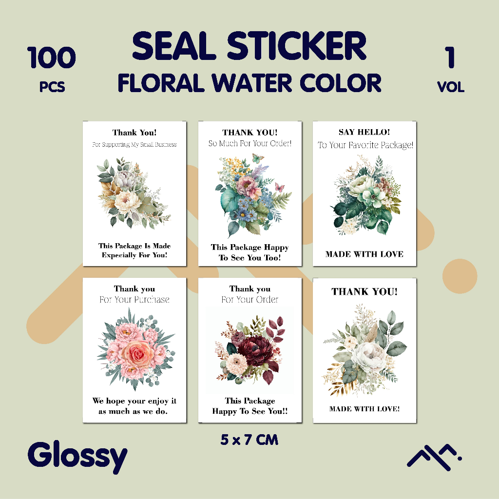 Jual [100PCS] Seal Sticker Segel Lucu Aesthetic Watercolor || Label ...