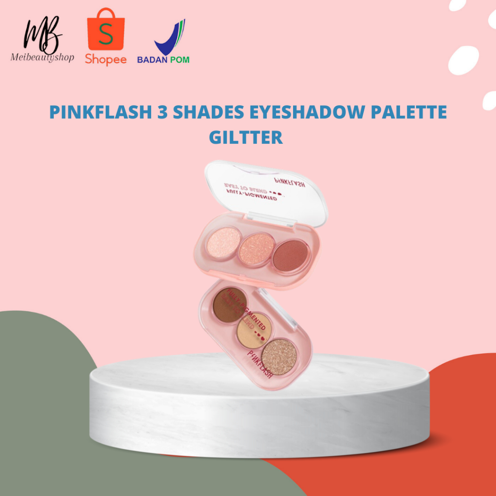 Jual PINKFLASH 3 PAN Eyeshadow PF-E23 Palette Giltter High Pigment Easy ...