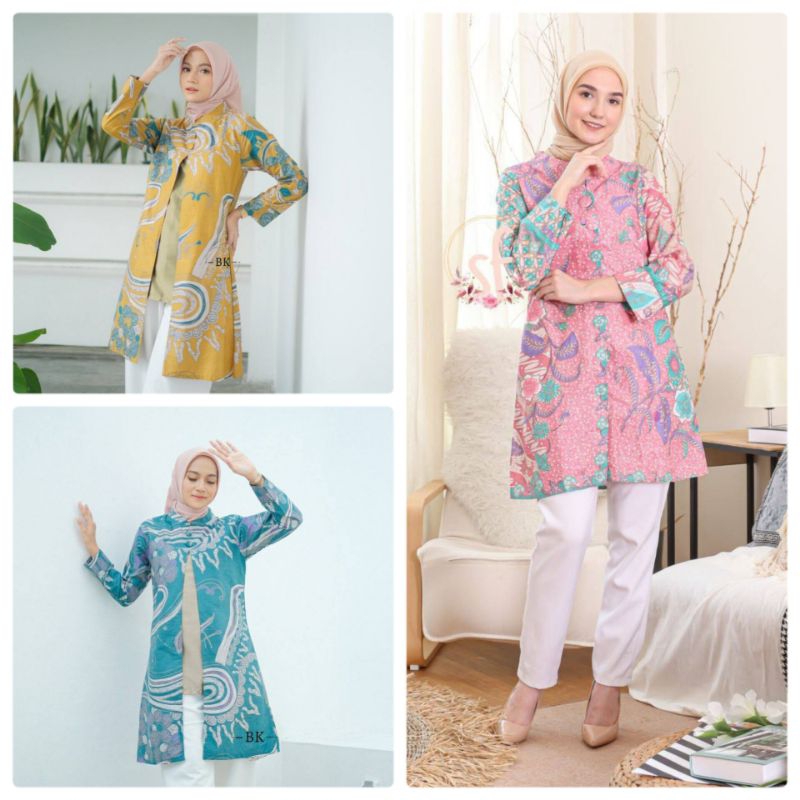 Jual Batik wanita ASJ SA HRB026 Kenongo Kemeja Tosca Pendek | Shopee Indonesia