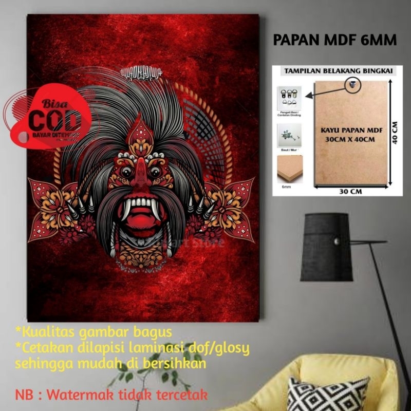 Jual Hiasan dinding bahan papan kayu mdf poster leak bali untuk ...