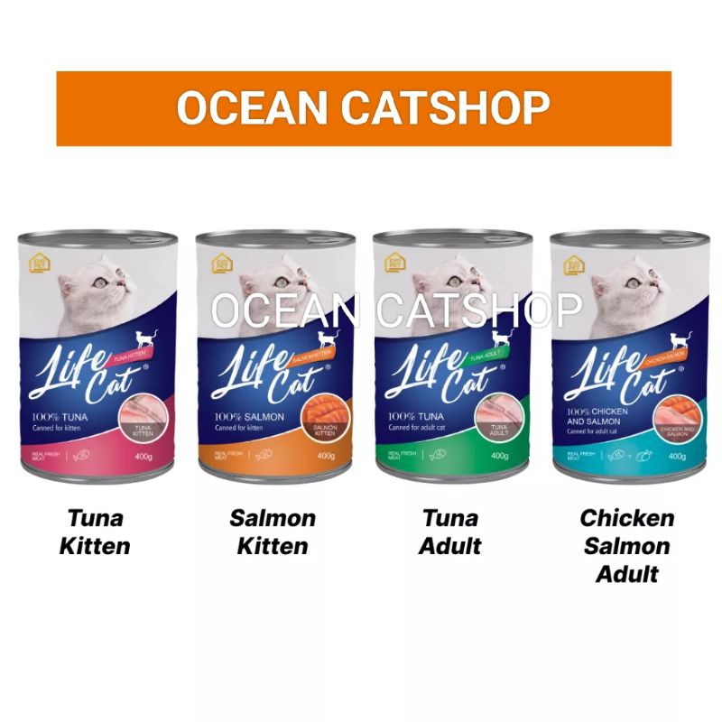 Jual makanan kucing life cat tuna salmon chicken wetfood kaleng 400gr ...
