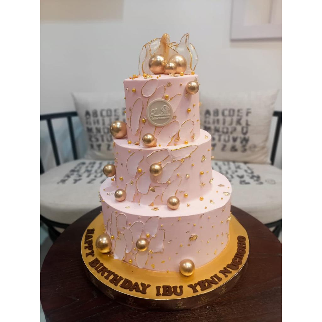 Jual cake wedding cake susun cake 3 susun cake gold cake ulangtahun ...