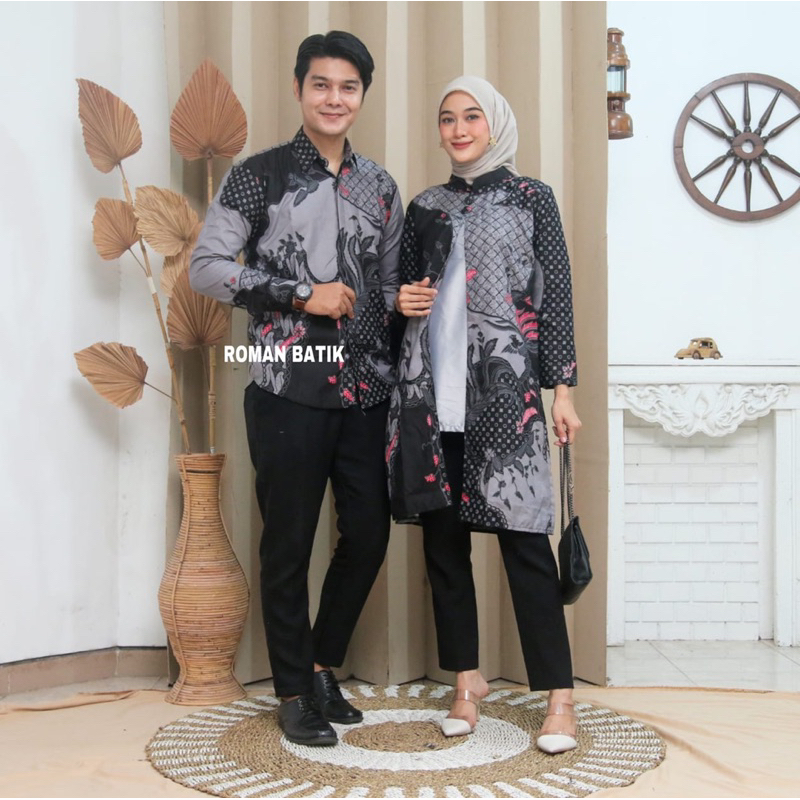 Jual Batik Couple (ROMAN-store) - Baju Batik Couple Batik Tunik Couple Modern Set Pakaian Couple ...