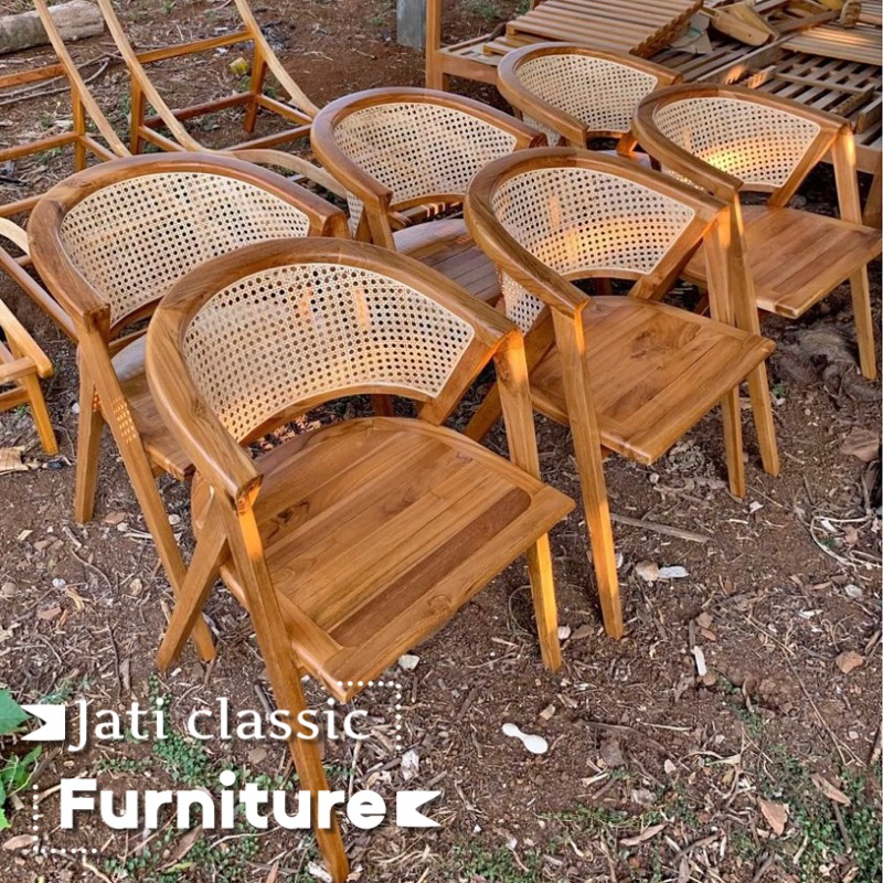 Jual Kursi Cafe Rotan/Kursi Makan Rotan/Dining Chairs Kayu Jati solid ...