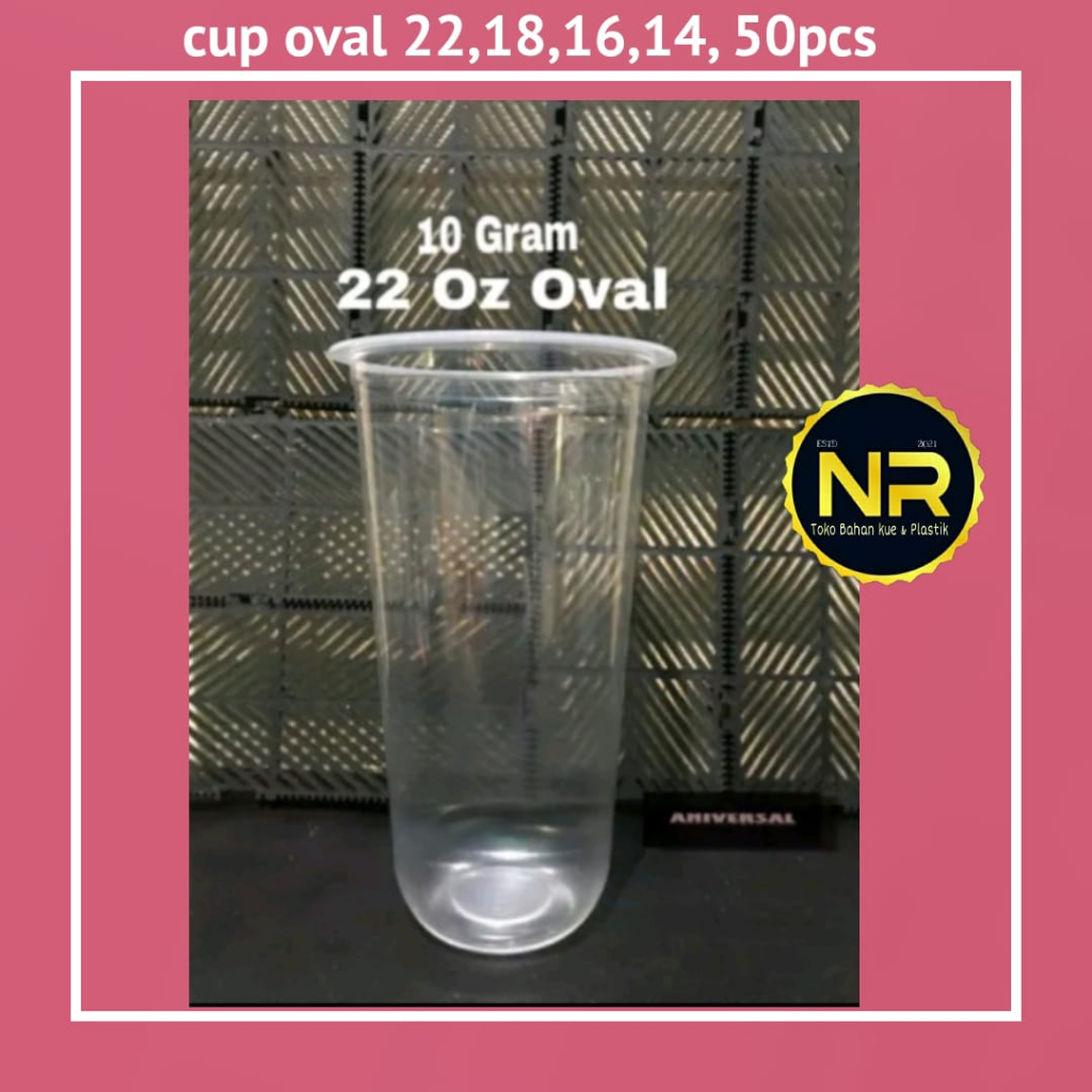 Jual cup ova/gelas oval ukuran 22,18,16,14 oz isi 50pcs | Shopee Indonesia