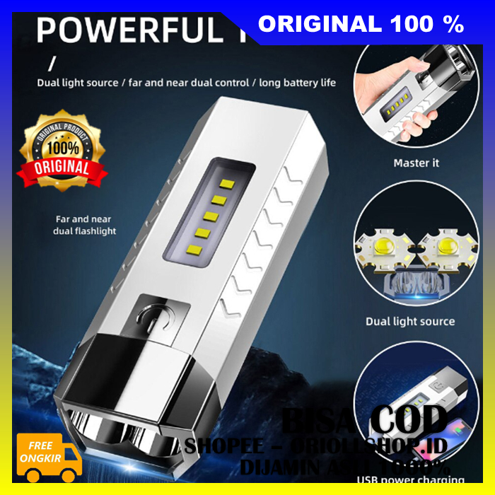 Jual Powerbank Flashlight Senter LED 2 Mata Multifungsi Flashlight Dan ...
