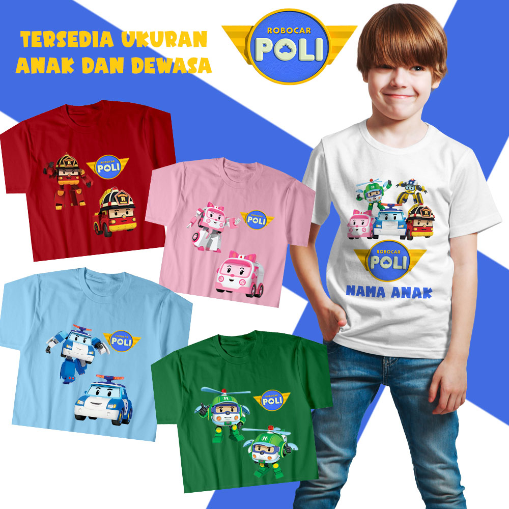 Jual Baju Robocar Poli Anak dan Dewasa Kaos Couple Keluarga Kakak Adik ...