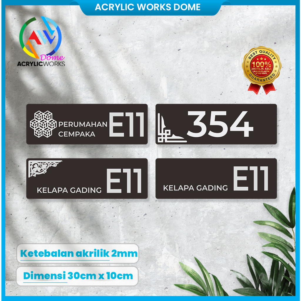 Jual NOMOR RUMAH AKRILIK / PLAT AKRILIK / ACRYLIC SIMPLE PATTERN ...