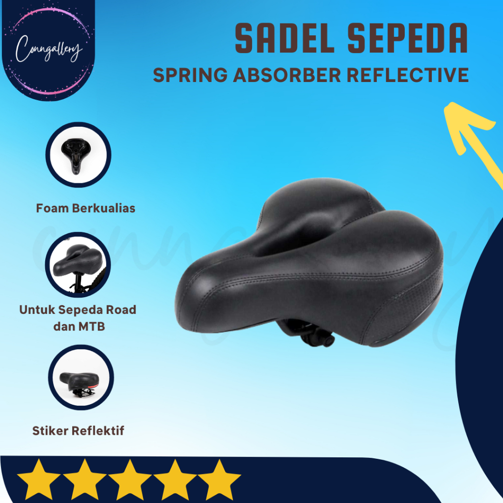 Jual Jok Sadel Sepeda Besar Lebar Empuk - Spring Absorber Reflective ...
