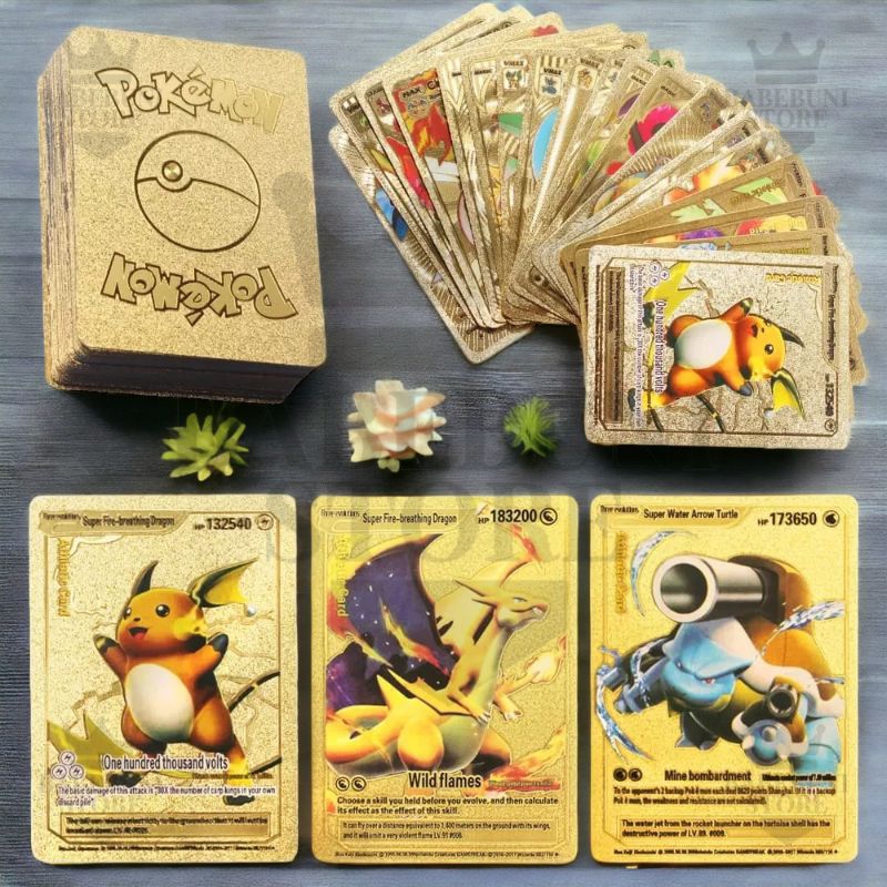 Jual Kartu Anime Charizard Pokemon / One Piece Emas Gold Black Silver ...