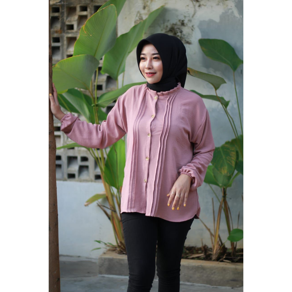 Jual Blouse Wanita Opnaisel Lengan Panjang Crinkle Premium | Shopee ...