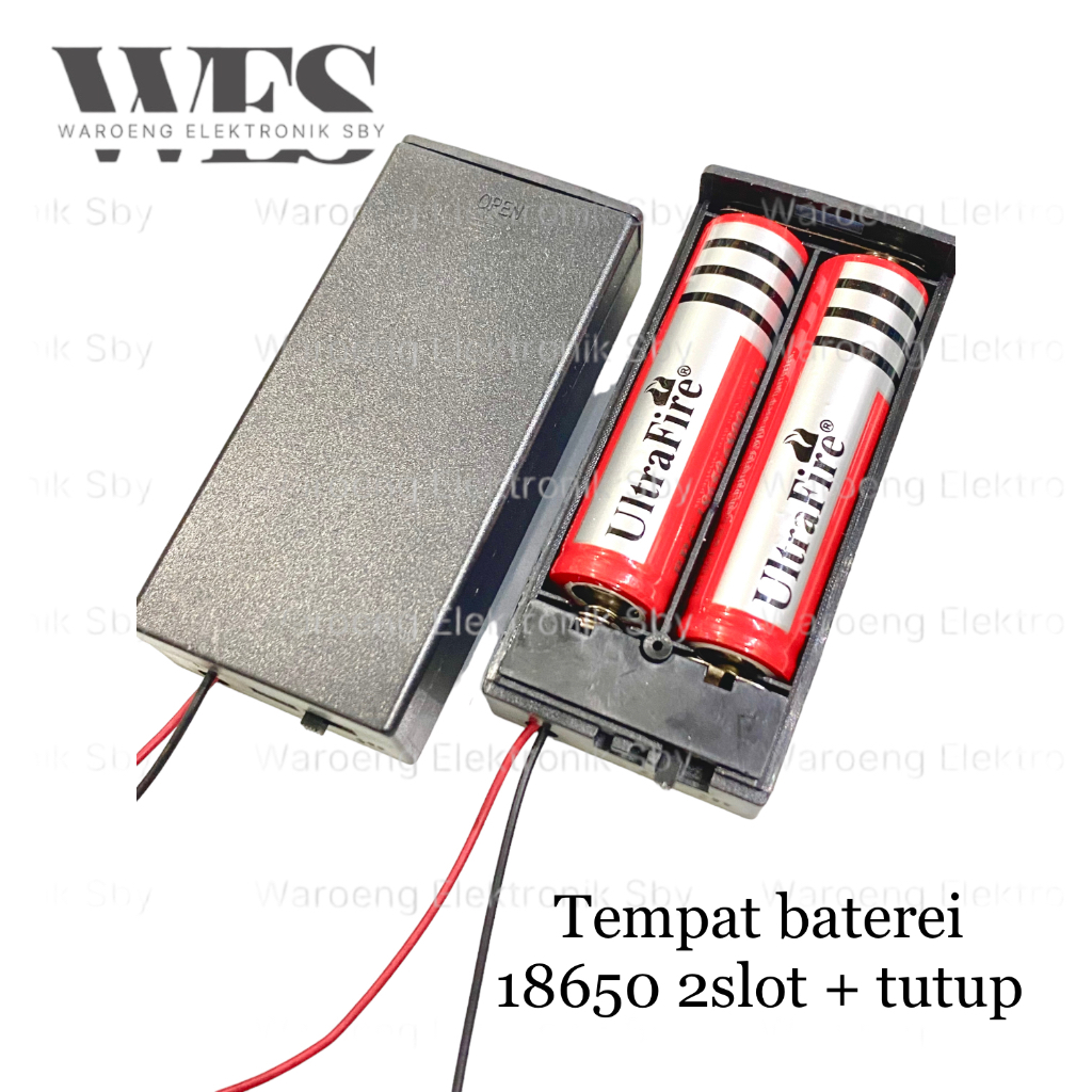 Jual TEMPAT BATERAI 18650 3,7V ISI 2 + TUTUP / BATTERY HOLDER 3,7 V ISI ...