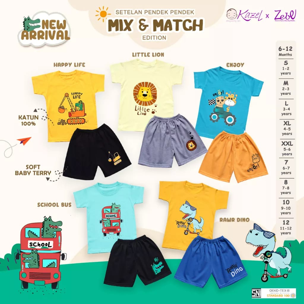 Jual INTERNIAGA - KAZEL X ZEBE SETELAN PENDEK MIX & MATCH SERI (1 STEL) SETELAN BAJU PENDEK ...