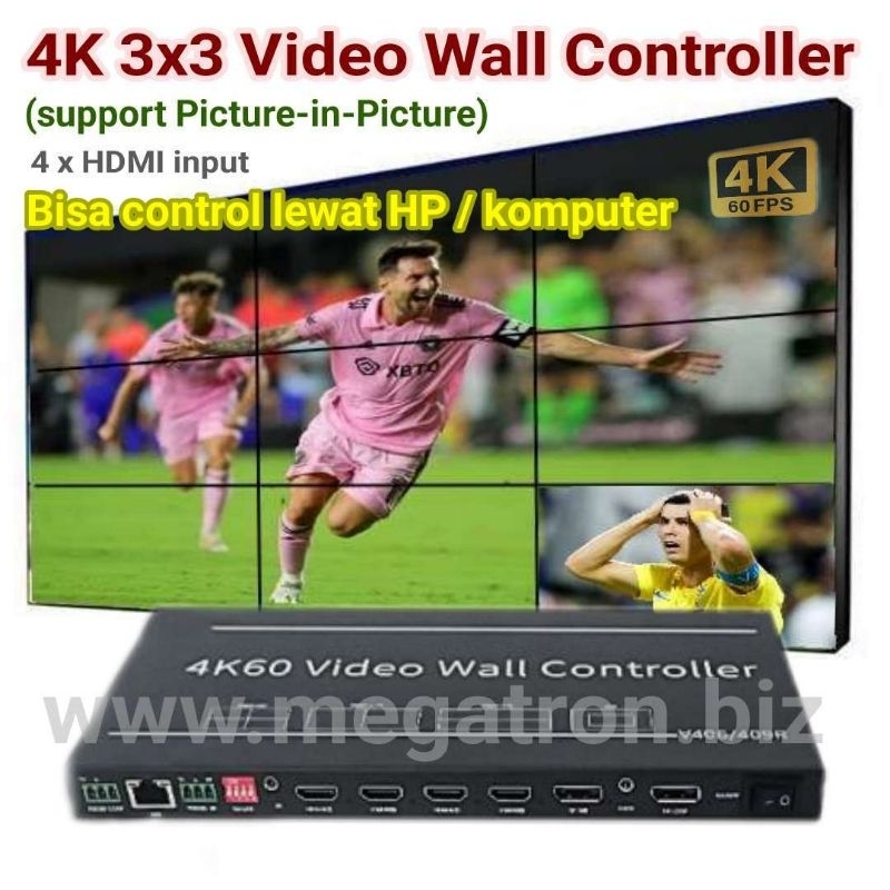 Jual 4K 3x3 Video Wall Controller (4 x HDMI input & 1 DP input ...
