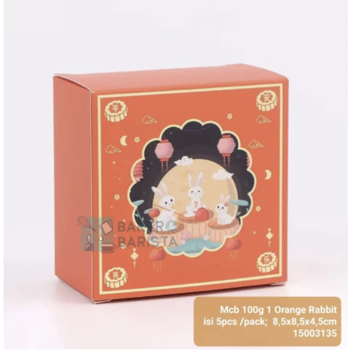 Jual Mooncake box 100gr Orange Rabbit isi satuan 5pcs /pack | Shopee ...