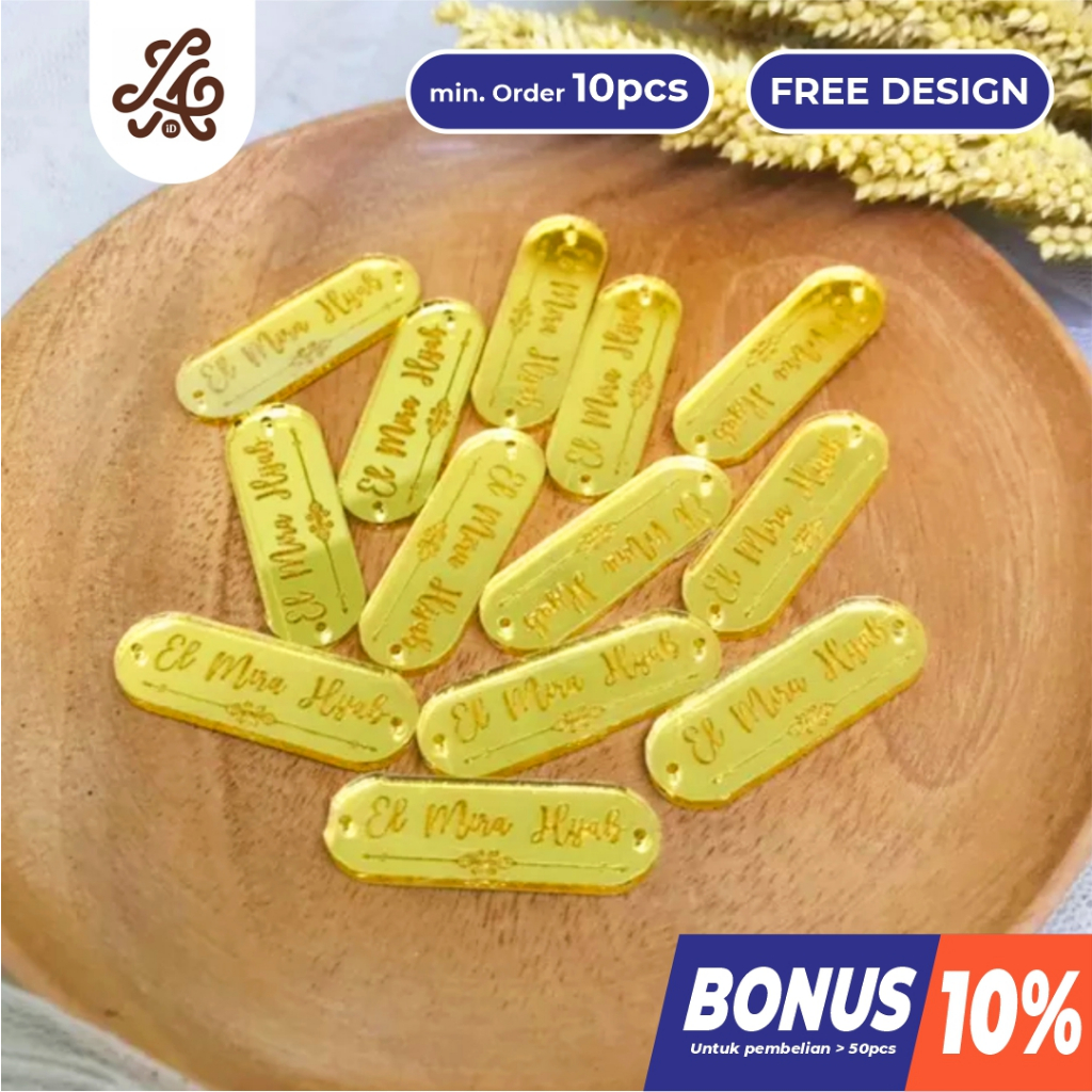 Jual Label Akrilik Label Jilbab Hijab Custom Logo Nama Usaha Brand ...