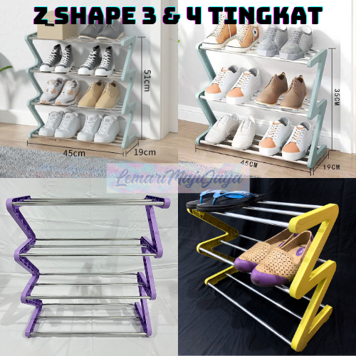 Jual Z SHAPE SHOE RACK / Rak Sepatu 3 dan 4 Susun Zigzag Serbaguna ...