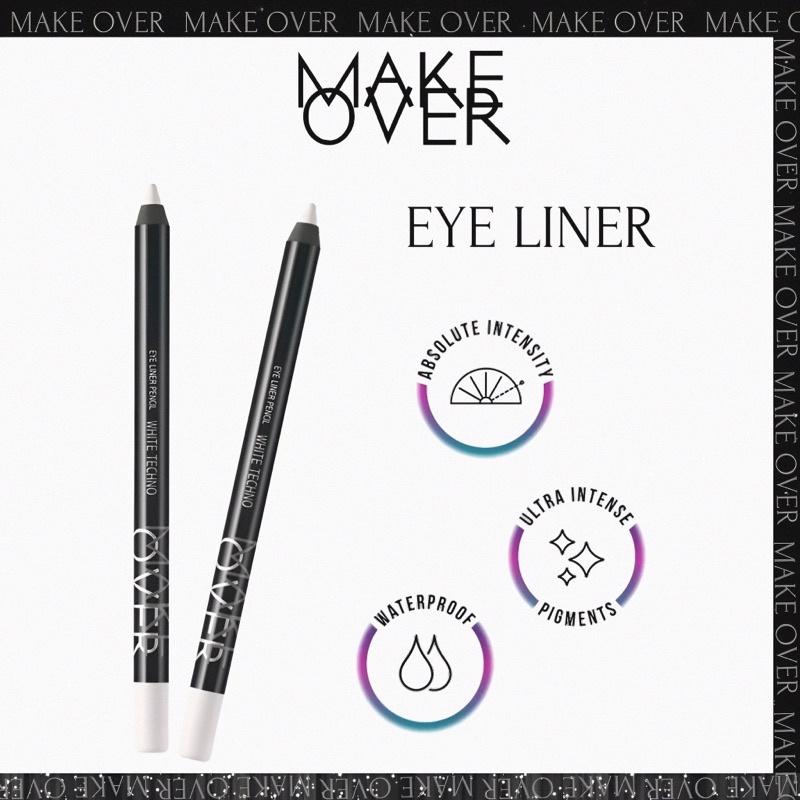Jual MAKE OVER EYELINER PENCIL WHITE TECHNO PUTIH ORIGINAL 100% ...