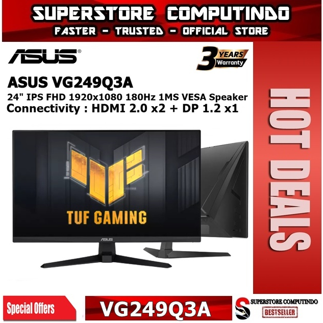 Jual Monitor LED ASUS VG249Q3A 24" IPS 180Hz 1Ms 1080p HDMI DP Speaker ...