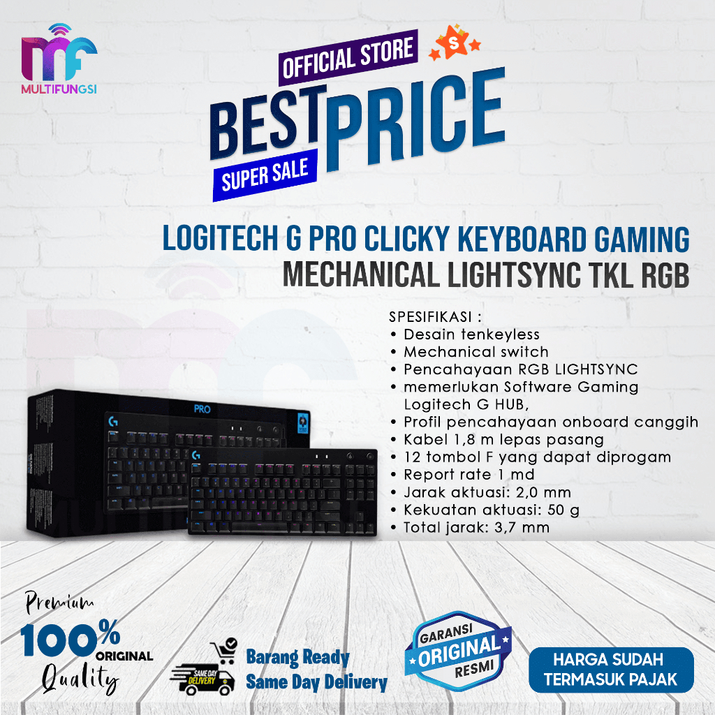 Jual Logitech G Pro Clicky Keyboard Gaming Mechanical LightSync TKL RGB ...