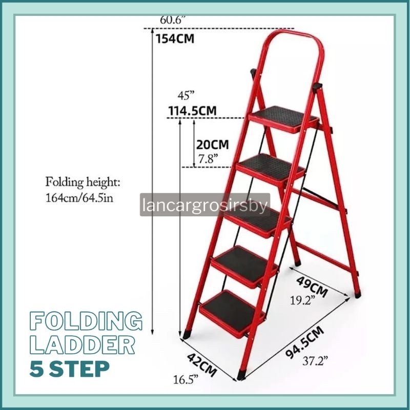 Jual (LGS) 5 STEP - Tangga Besi Lipat Portabel | Folding Ladder 5 Step ...