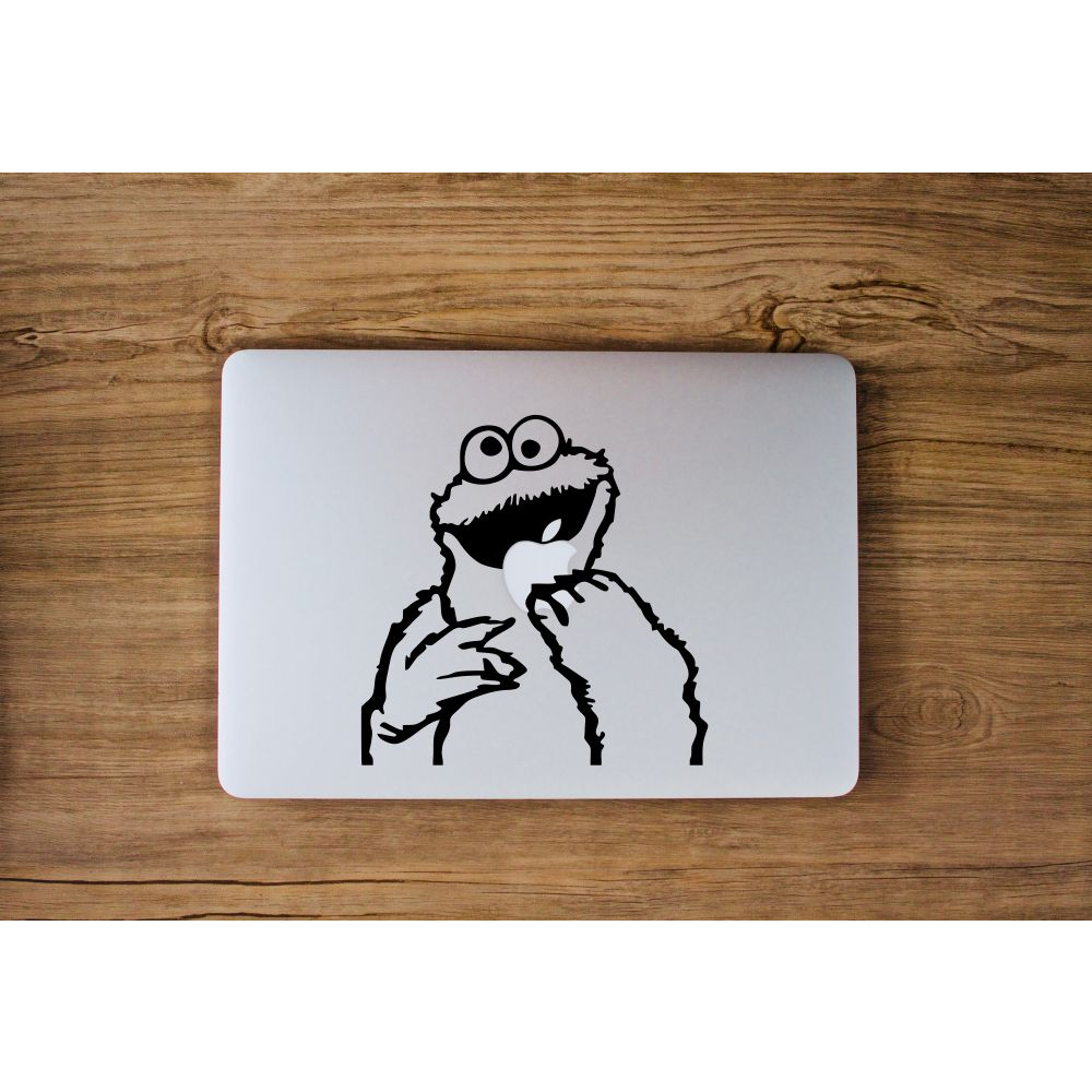 Jual Stiker Decal Cookie Monster Eating Apple - Blue Muppet Character ...