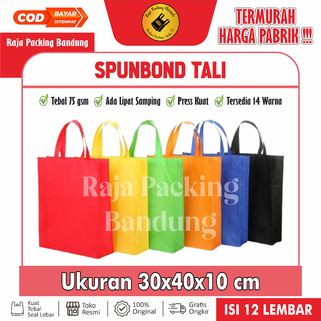 Jual Tas Spunbond Tali Uk 30x40x10 Tebal 65gsm PER LUSIN | Tas souvenir ...
