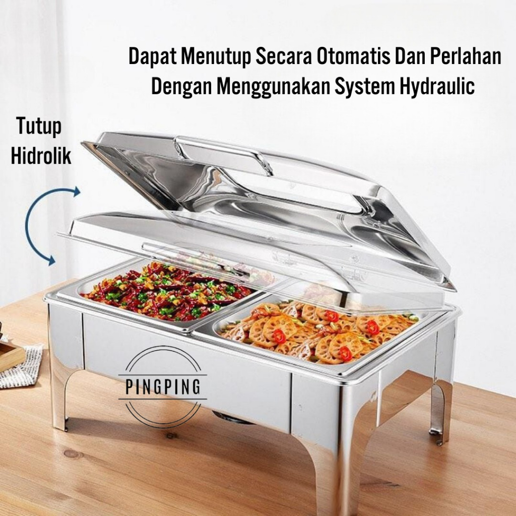 Jual Chafing Dish / Rolltop Segi Kaca Kecil Catering Stainless Steel ...