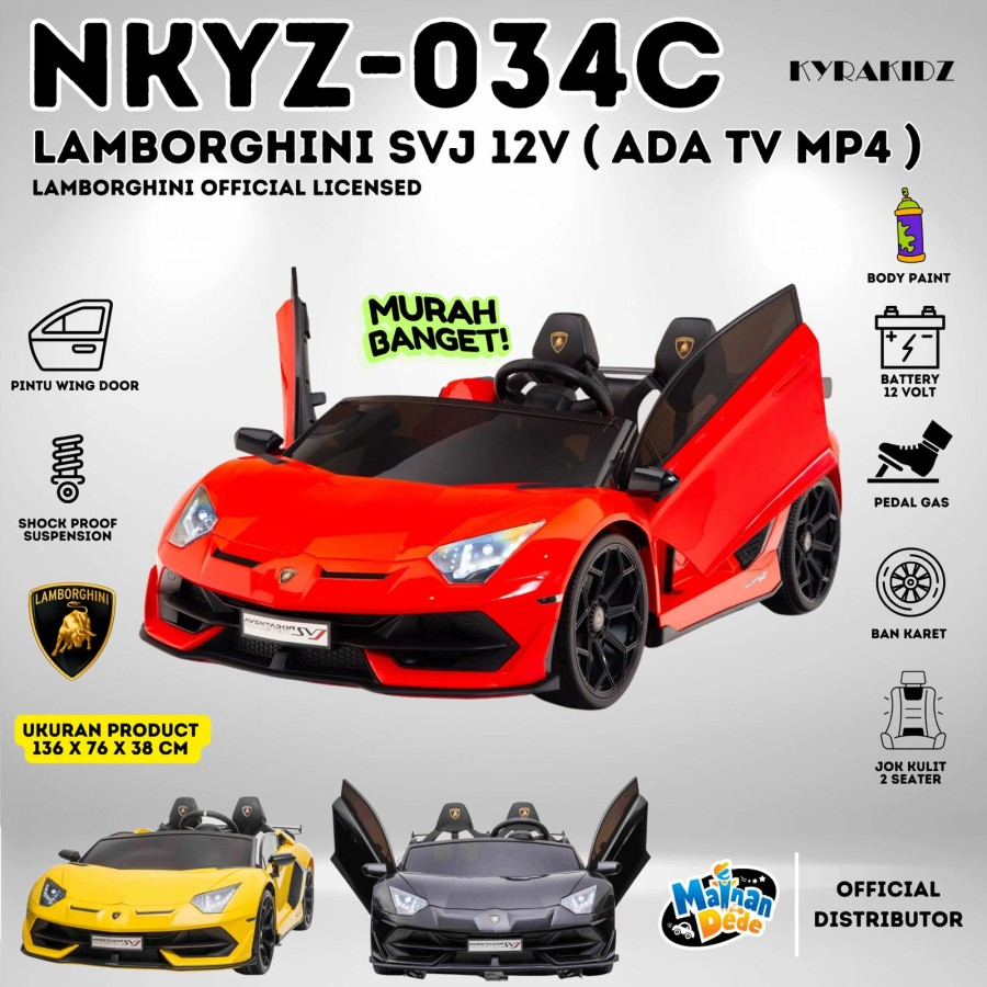 Jual Mainan Mobil Aki Anak Lamborghini Aventador SVJ NKYZ 034C Licensed ...