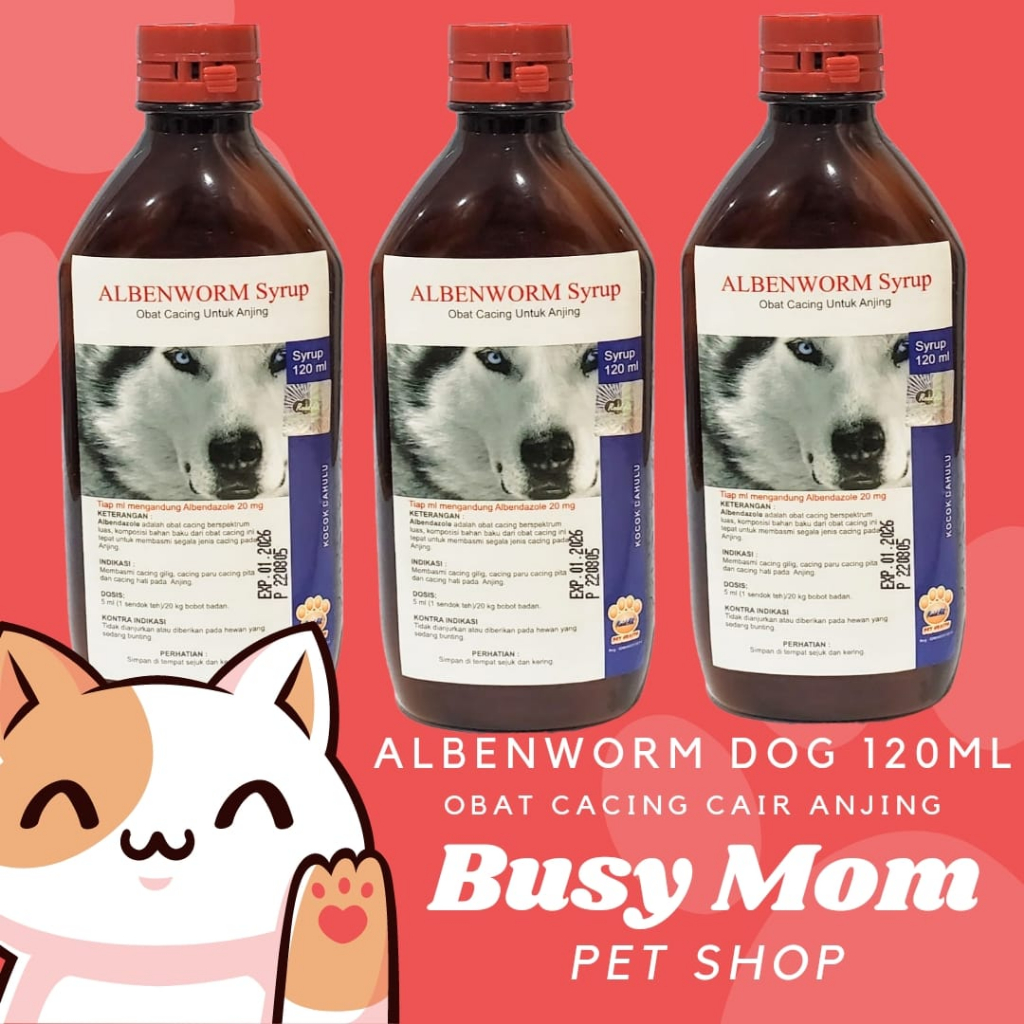 Jual Obat Cacing Syrup Anjing Albenworm 120ML Sirup Alben Worm Raid All ...
