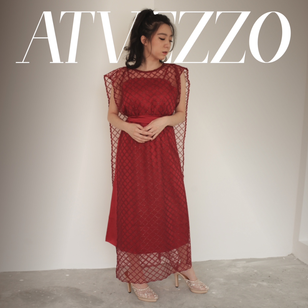 Jual ATVEZZO Mikha Maroon Dress Pesta Baju Imlek CNY Chinese New Year ...