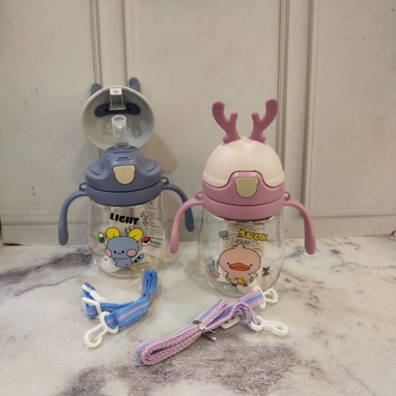Jual Botol Minum Anak Tanduk Rusa Kode 6767 Kapasitas 370ml Bpa Free Ada sedotan dan Tali ...