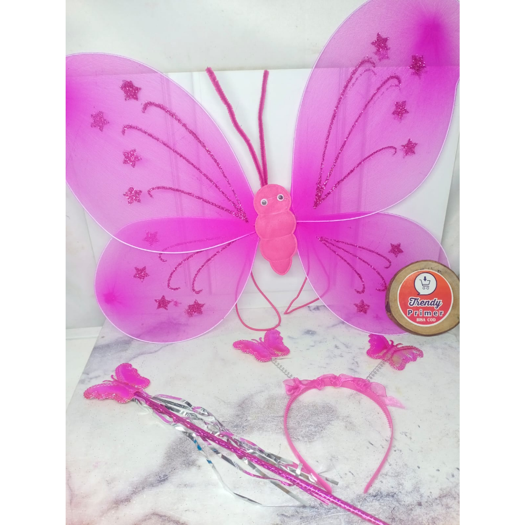 Jual ECER 1 set sayap peri non led sayap kupu kupu warna polos | Shopee ...