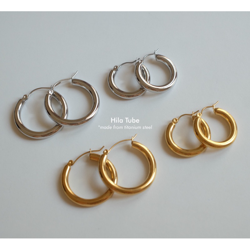 Jual Ark.co - HILA earrings titanium steel (basic; tube) | anting hoops ...