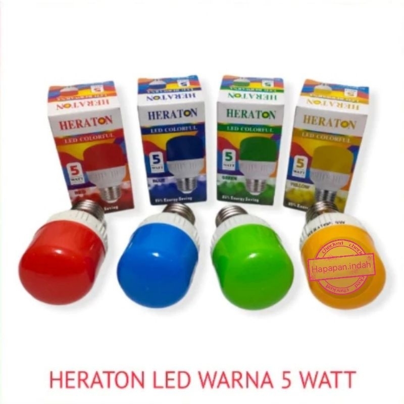 Jual LAMPU LED WARNA WARNI 5 WATT HERATON / LAMPU LED HIAS WARNA ...