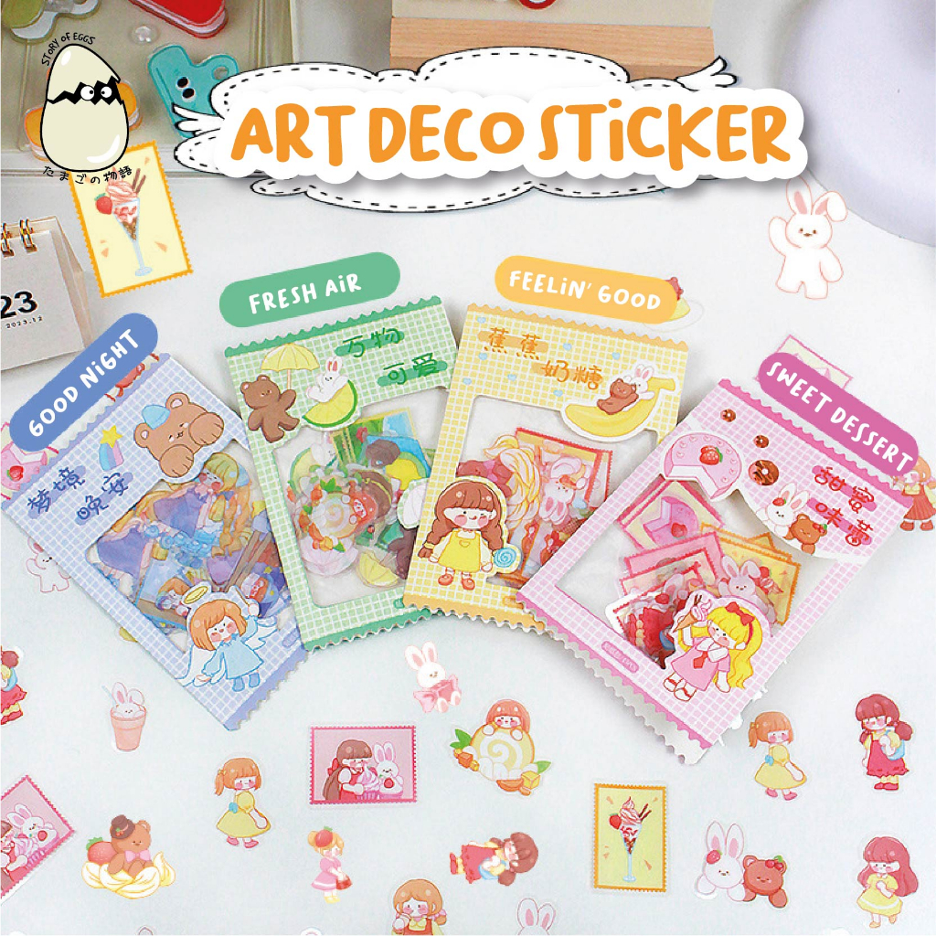 Jual Art Deco Sticker Pouch Aesthetic and Cute isi 45 pcs l Decorating ...
